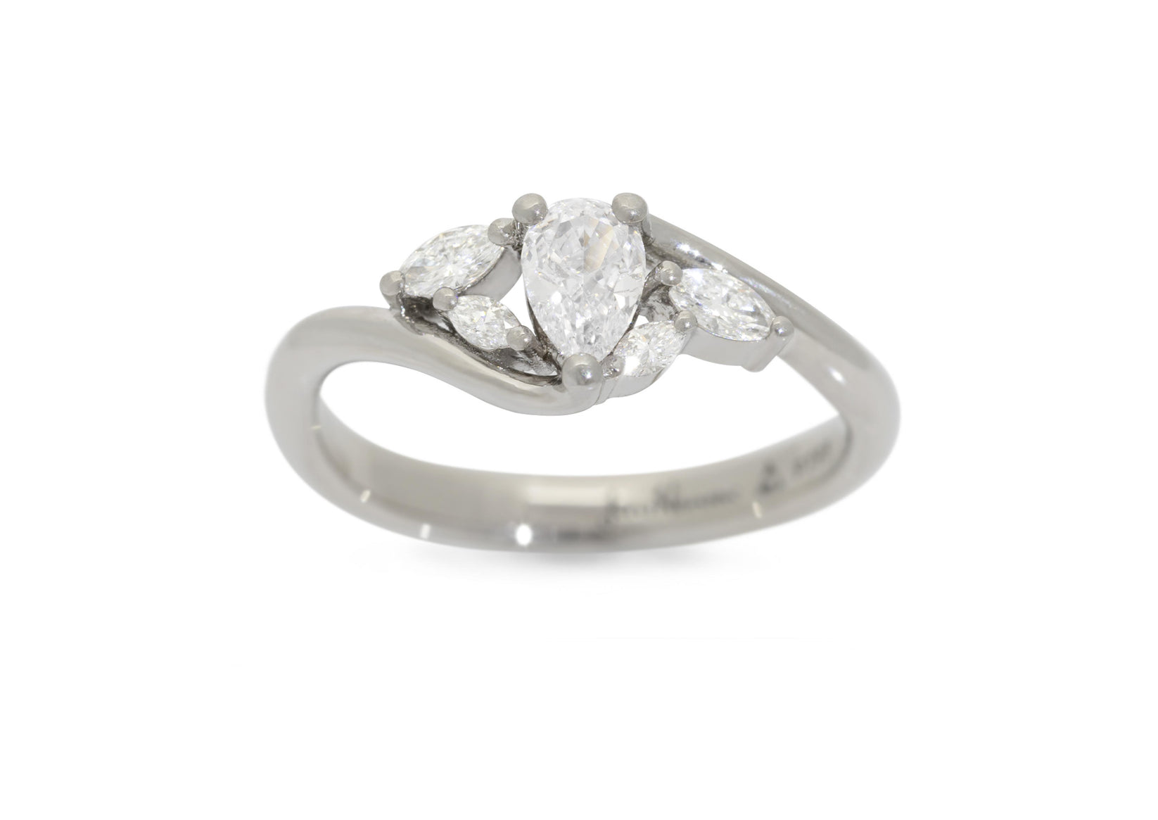 Five-Stone Pear & Marquise Diamond Elvish Vine Engagement Ring, White – Jens Hansen